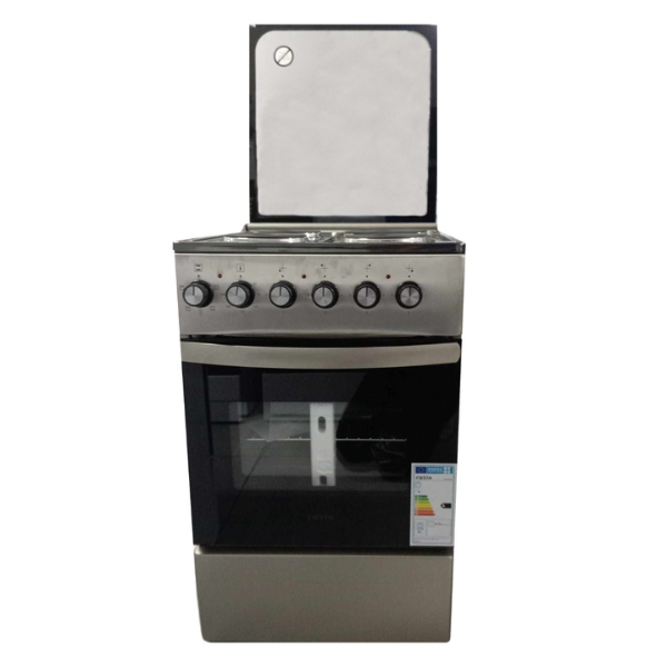 Fiesta Electric Cooker 50cm Silver, 4 Hot Plates, Freestanding, Double ...